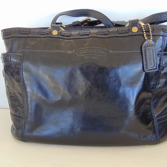 Coach | Bags | Coach G7731500 Black Glossy Patent Leather Bag | Poshmark